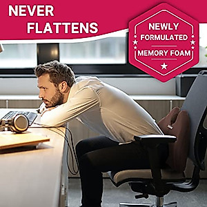 Achiou Lumbar Support Pillow for Office Chair, Back Support Pillow for Back Pain Relief, Car Seat Computer Gaming Chair Pad, Memory Foam Back Cushion, Improve Posture Cushion