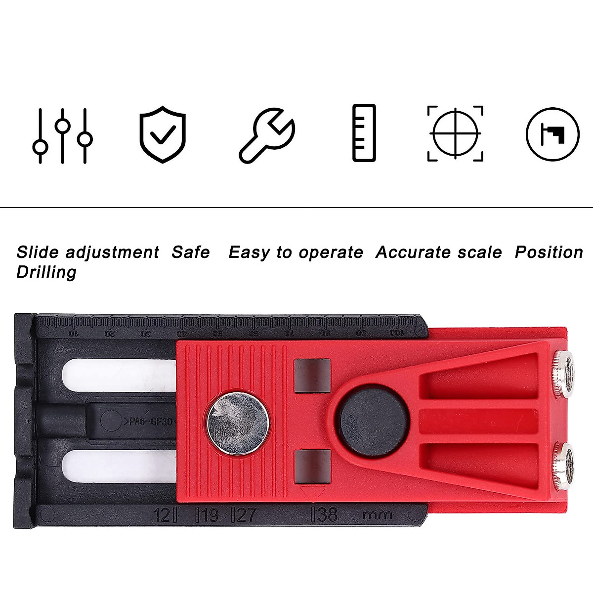 Orenic Woodworking Drill Guide Dowel Jig Kit, Precise Hole Positioning Accessories for Oblique & Pocket Hole Joinery, Self Centering Doweling Jig with Woodworking Angle Hole Locator, Drilling Fixture