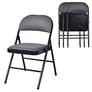 ARLIME 4-Pack Folding Chair, Portable Chairs with Upholstered Padded Seat and Back, Metal Frame Home Office Chairs, Set of 4
