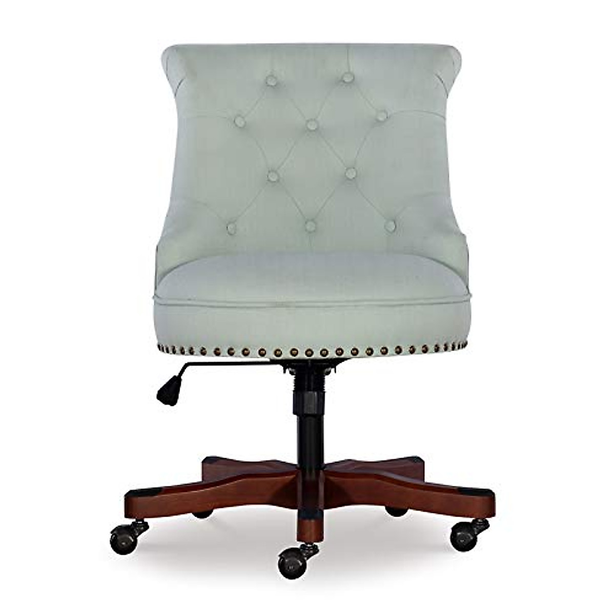 Linon Sinclair Wood Upholstered Office Chair in Mint Green