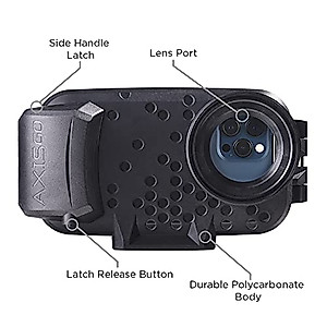 AquaTech AxisGO iPhone 12 Waterproof Phone Housing for Underwater Action Photography Snorkeling Surfing Travel Case - Deep Black
