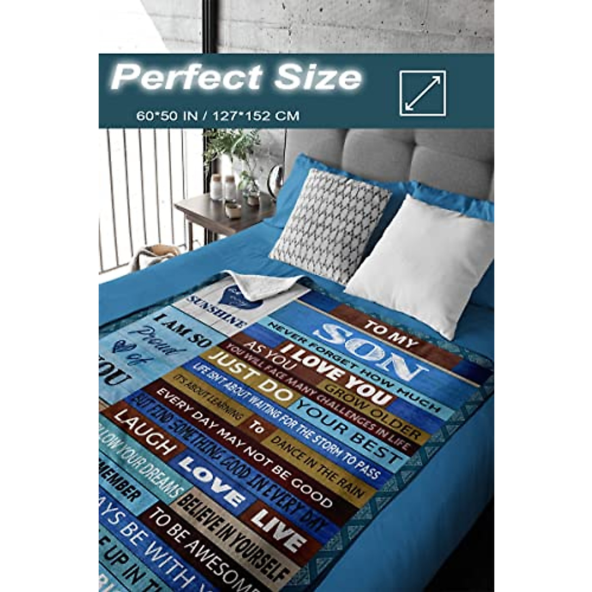 RFHBP Son Gifts from Mom, Gifts for Son from Mom, Throw Blanket 60"X50", to My Son from Mom to Son, Birthday Gifts for Son from Mom, Blankets Perfect Present Ideas for Couch All Season