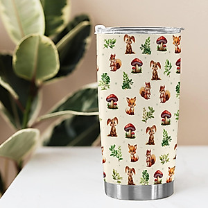 Forest Animal Fox Squirrel Rabbit Insulated Travel Tumblers,Stainless Steel Vacuum Insulated Tumblers,20oz Tumbler with Lid,Travel Coffee Mug for Home Office Outdoor Ice Drinks and Hot Beverage