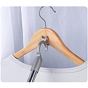 Closet Hanger Reacher Pole with Aluminum Alloy U-shaped Fork Head 56" Adjustable Extend Hook Pole for Closet Rod, Shelf Pole, Ceiling Pole