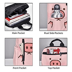 DEHIWI Cute Pig Casual Backpack Bag Lightweight Laptop Bag Travel Laptop Backpack For Women Men