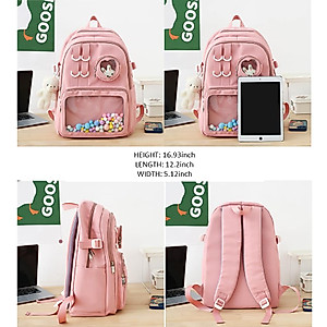 TomnuK Kawaii Backpack with Kawaii Bear Pandent (Purple)