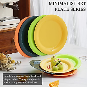 Evanda Plastic Plates 8 Pieces, Dinner Plates 7.5/10 inch Unbreakable And Reusable for All Purpose and All Age BPA Free, Microwave Safe Dishwasher Safe (Mutil Color)