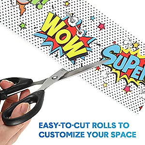 Bulletin Board Borders, Bulletin Board Decorations White Straight Paper Border Trim for Classroom Chalkboard Whiteboard Themed Carnival Party Decoration, 50ft