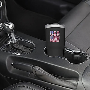 AAFEEN Black Coffee Tumbler Cup 30 oz | Double Walled Insulated Flask | Rust Proof Stainless Steel Hot and Cold Tumbler with Magslider Lid | Tea, Coffee Travel Mug for Men & Women with USA Flag Logo