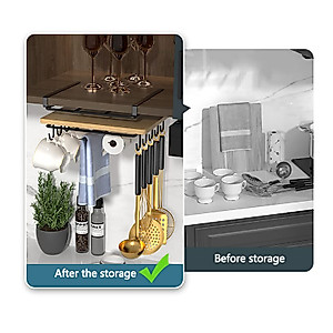 GANKAS Hanging Storage Rack Under The Cabinet Storage Racks Slide-in Rack Organizer Can Hanging Wine Glass, kitchenware, Cutting Board, Pot lid, Kitchen Paper Towels