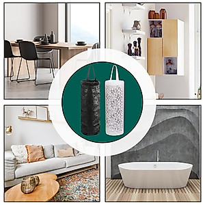 FYY Plastic Bag Holder 2PCS Grocery Bag Holder for Plastic Bags, Wall Mount Plastic Bag Organizer Dispenser with Hooks, Hanging Trash Bag Dispenser Shopping Bag Holder for Home Kitchen Black & White