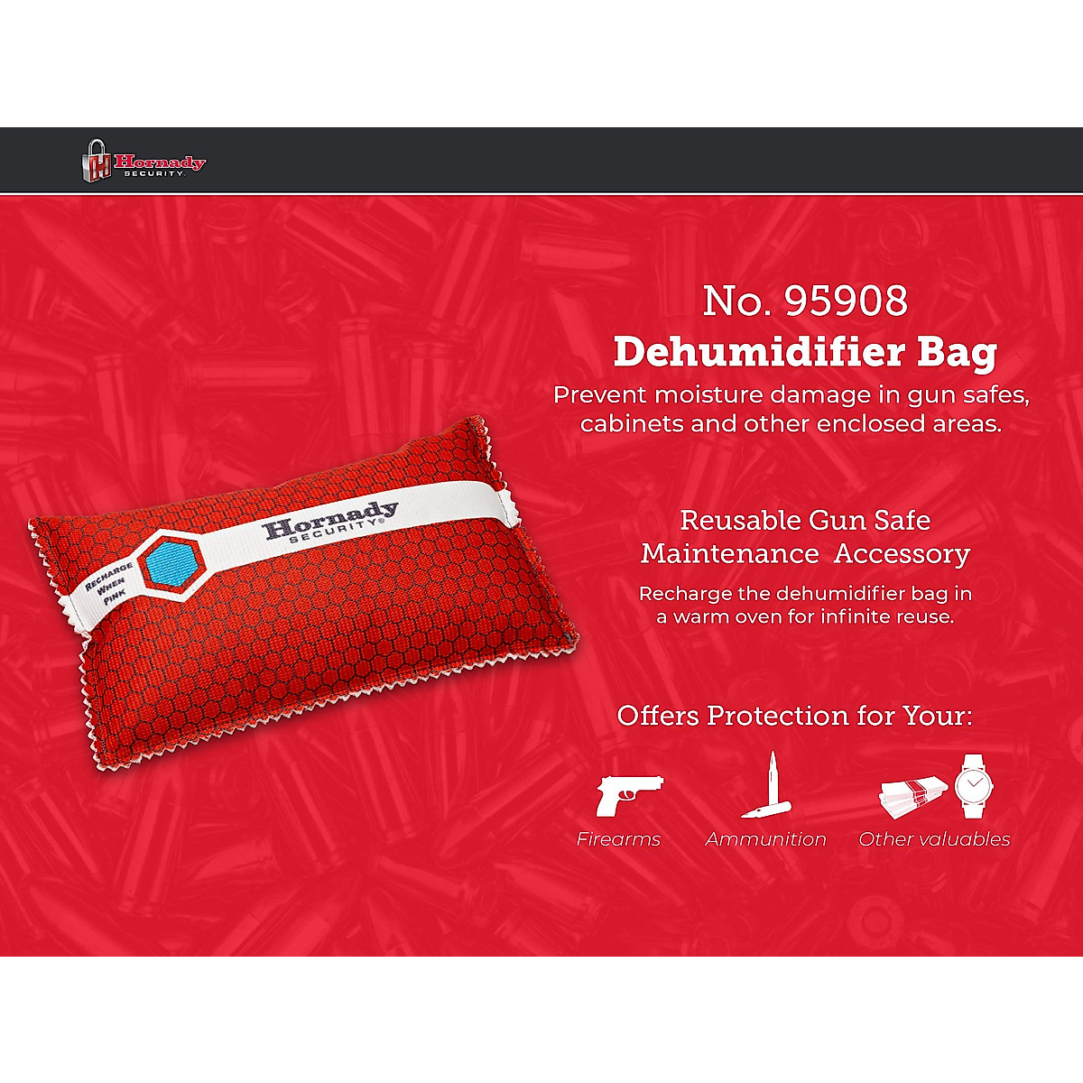 Hornady Reusable Dehumidifier Bag 450G, 95908 - Portable, Easy to Use Moisture Absorbers for Gun Safes & Cabinets - Prevent Moisture Damage for Gun Safe Accessories, Firearms in Your Gun Vault