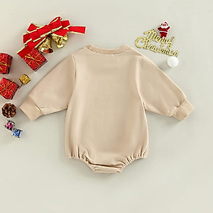 Twopumpkin Baby Christmas Outfit Boy Girl Vintage Onesie Newborn Infant Crewneck Sweatshirt Romper Cute Xmas Clothes 6-12 Months A Tis the Season Cookie Milk