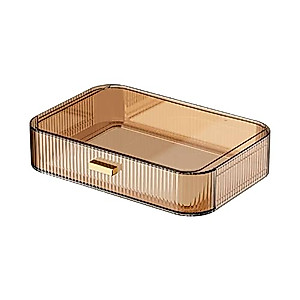 Milageto Countertop Makeup Organizer Tray, Shower Caddy Plate, Multifunction Desktop Storage Case, Brown