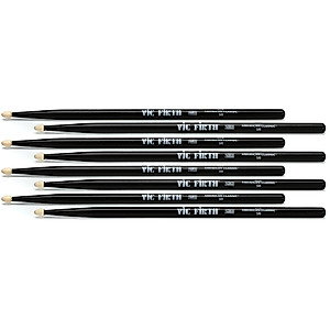 Vic Firth American Classic 4 for 3 Drumstick Pack - 5B - Wood Tip - Black