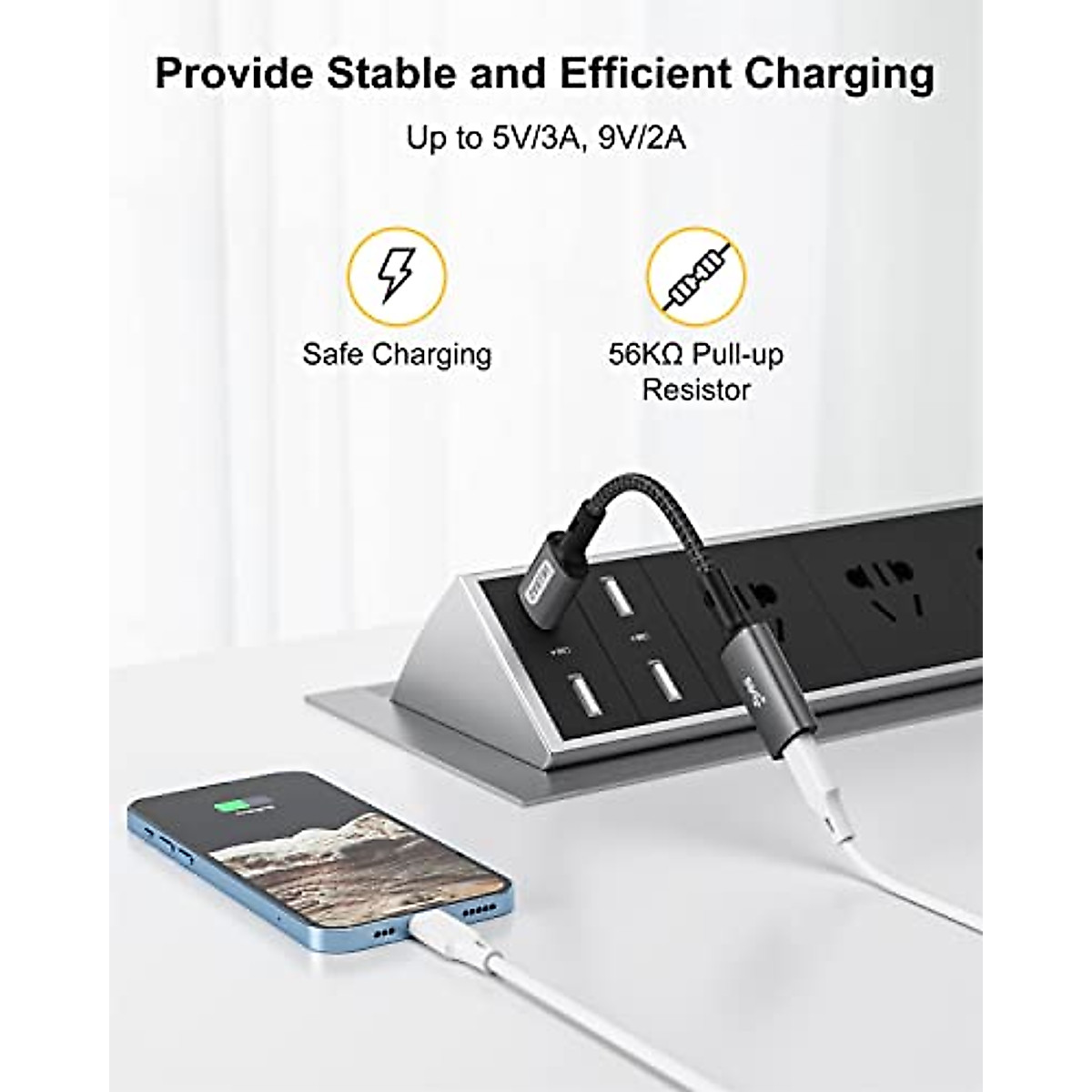 10Gbps USB C Female to USB Male Adapter 2 Pack, SAILLIN Double-Sided USB A to USB C Adapter with High-Speed Data Transfer &15W Charging for Laptop, Charger, Power Bank, Quest Link-Al Alloy, Braided