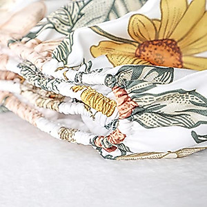 Sahaler Floral Crib Sheet for Girl Boy Baby Fitted Crib Sheets for Standard Mattresses (Retro Chrysanthemum)