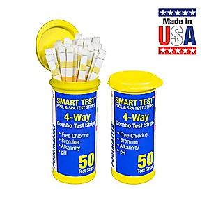 Poolmaster 22200 Smart 4-Way Swimming Pool and Spa Water Chemistry Test Strips, 100 Count, 2 Pack, Made in The USA, Yellow