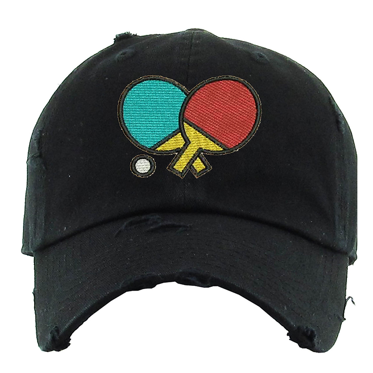 Ping Pong Embroidered Dad Hat Vintage Adjustable Summer Graphic Cap (Black)