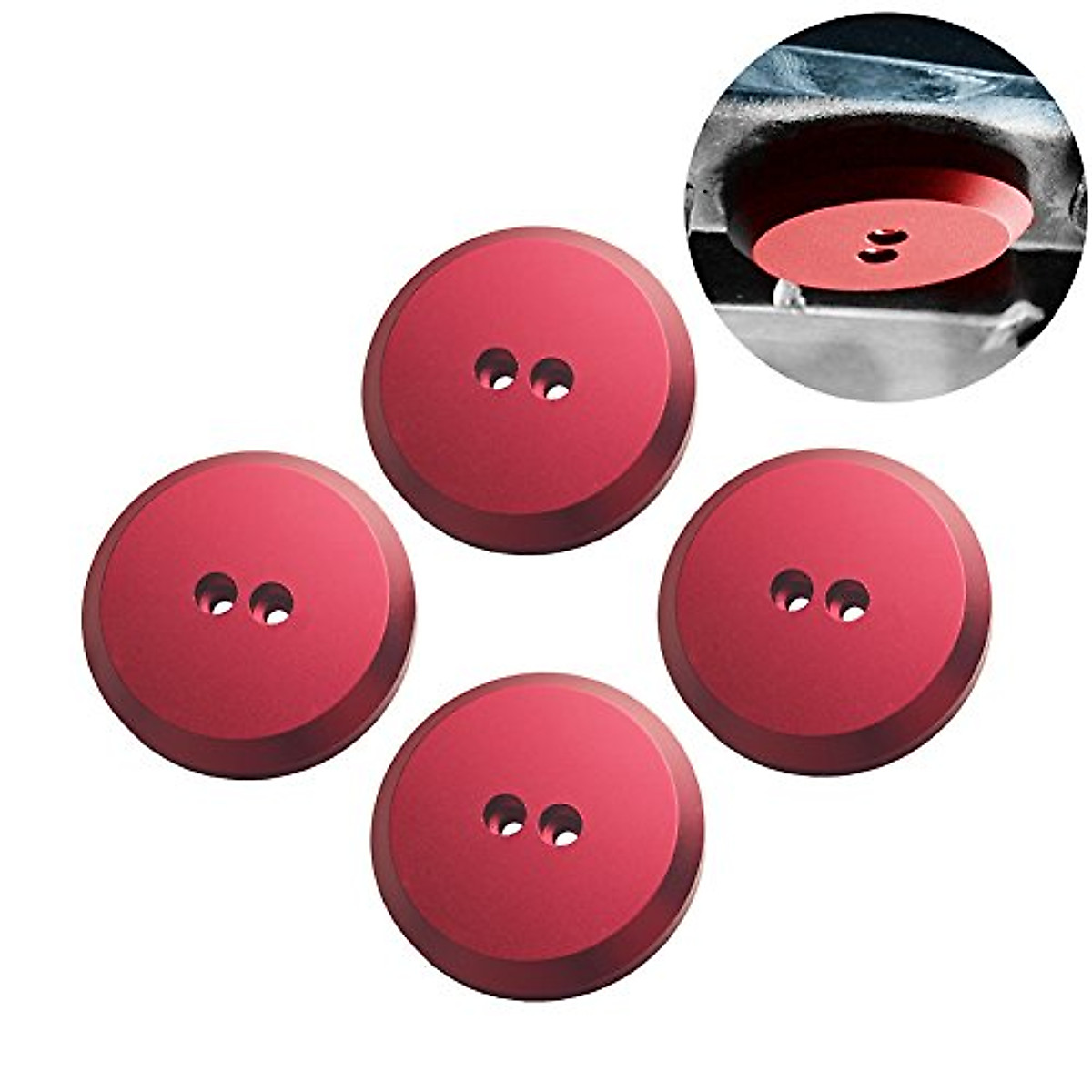 Dewhel Jack Pad Adapter Billet Anodized Red Aluminum Floor Jack for Corvette C8/C7/C6 Premium Bolt on Jack Points - 4 Pack¡­