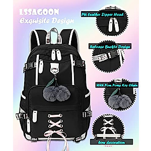 LSSAGOON Backpack for Women Teen Kids Girls, Water Resistant Casual Daypack Fits Laptop with USB Charging Port,Cute Bookbag for Travel,School,Hiking,Gift…