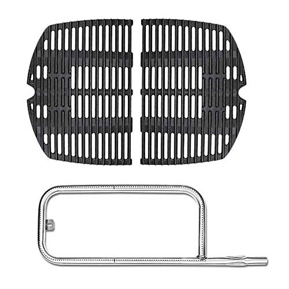 Uniflasy 7645 Cooking Grates and 41862 20.5 Inches Grill Burner for Weber Q200, Q220, Q2000 Q2200, Grill Replacement Parts Kit for Weber Q200