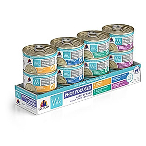 Weruva Wx Phos Focused, Pate & Gravy Formulas Variety Pack, 3oz Can (Pack of 12)