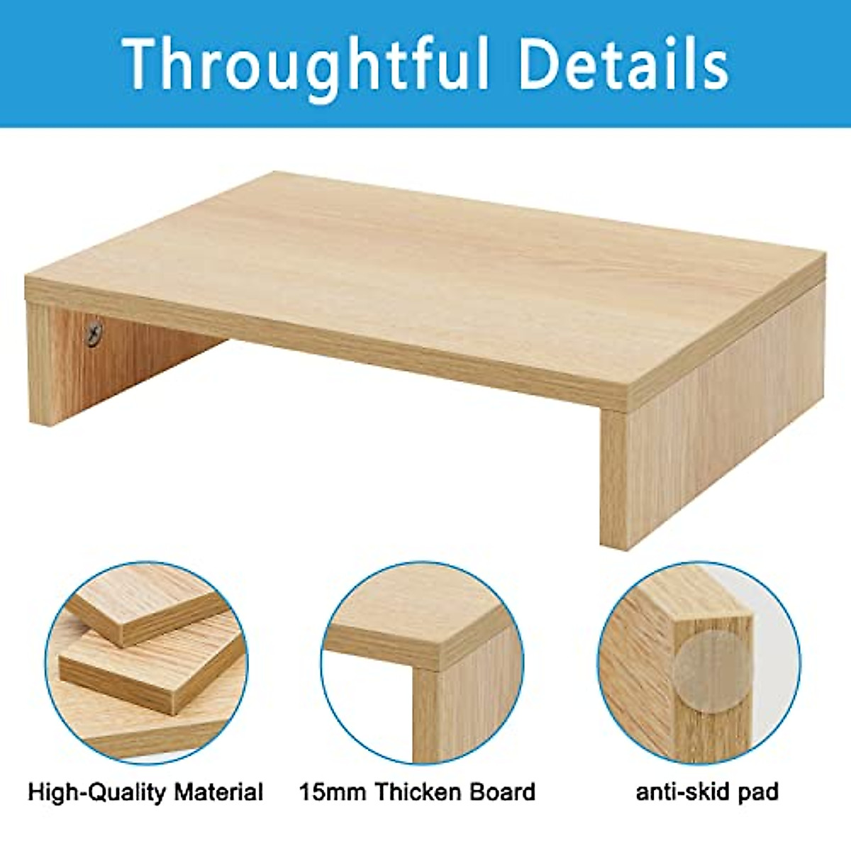 TEAMIX 14.2 inch Monitor Stand Riser, Wood Monitor Riser with Storage ...