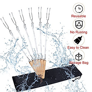 HENGI 6 Pack Marshmallow Roasting Sticks, 30" Extendable Long Smores Sticks, Hot Dog Sticks for Campfire, Telescoping Heavy Duty Campfire Forks Roasting Sticks for Fire Pit with Carry Pocket