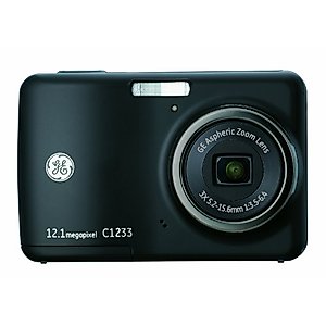 GE C1233 12MP Digital Camera with 3X Optical Zoom and 2.4 Inch LCD with Auto Brightness (Black)