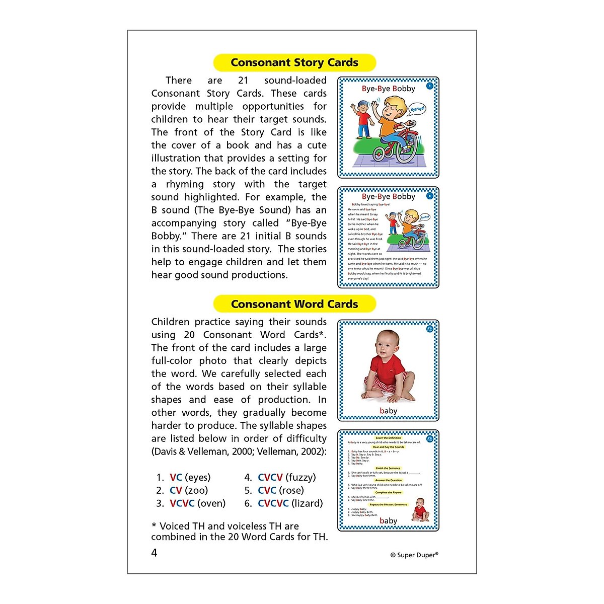 Super Duper Publications | Webber® Big Apraxia Photo Cards | Organized Words by Syllable for Ease of Speech Production | Vowels and Consonants | Basic Syllable Shapes | Activities with Instructions