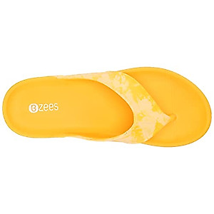 BZees Womens Villa Print Thong Yellow Tie Dye 9 M