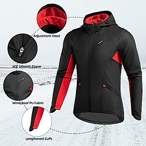 ROCKBROS Winter Cycling Jacket for Men Windproof Thermal Breathable Running Windbreaker Cycling Clothing Black