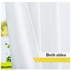 NICETOWN 2 Pieces Porch Curtains Outdoor Waterproof, Privacy Thermal Insulated Tab Top Sun/Rain Protection Indoor Outdoor Drape for Cabana/Pool, White, 55 by 84 inches