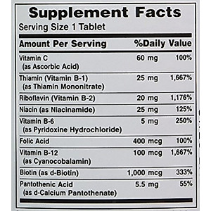 Nature's Bounty Super B-complex with Folic Acid Plus Vitamin C, 300 Tablets (2 X 150 Count Bottles)