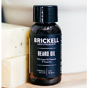 Brickell Men's Beard Oil for Men, Natural and Organic Argan and Jojoba Oil to Strengthen and Soften Hair, 1 Ounce, Scented
