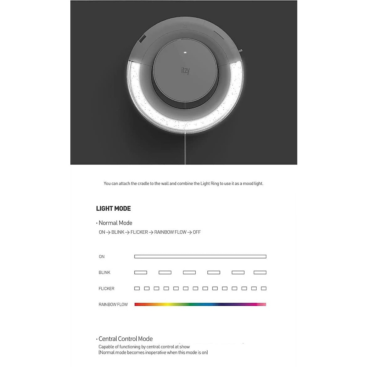 KPOPINTOUCH ITZY Official Light Ring with Wrist Strap Fan Cheering Lightstick for K-Pop Idol Concert Lightup Lighting Merchandise