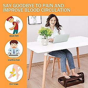 TYYIHUA Adjustable Under Desk Footrest, Ergonomic Foot Rest for Under Desk with 3 Height Position, Wooden Foot Stool Under Desk with Anti-Slip Surface, Foot Stool for Home Office