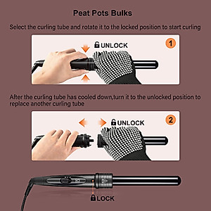 5 In 1 Curling Wand Set, Curling Iron Interchangeable Ceramic Barrels (0.35-1.25 Inch), Heating Hair Curler Kit with Protective Glove & 2 Clips Ceramic Coated for All Hair Types, Gift for Girls, Women