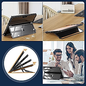 INFILAND Surface Pro 7 Plus Case, Crystal Clear Multi-Angle Shockproof Case Compatible with Microsoft Surface Pro 7+/ Surface Pro 7/ Surface Pro 6/ Surface Pro 5/ Surface Pro 4 12.3" Tablet, Black