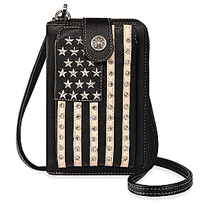 Montana West Women's Patriotic Studded Tote Satchel Handbags Concealed Carry Purse Crossbody Bags Black MBB-US04-183BK