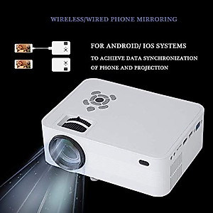 KXDFDC Mini Movie Projector, Multimedia Home Theater Video Projector with Cable, Full Video Projector
