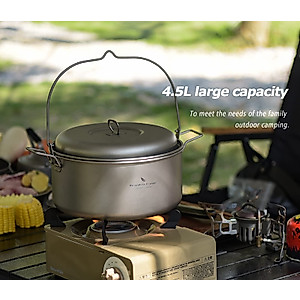 Boundless Voyage Titanium Food Steamer Pan Stock Pot Soup Pot Outdoor Hanging Pot Portable Travel Household Kitchenware Cooking Kit Hot Pot for Camping Picninc (Ti2114C(4.5 POT+2l Steamer))
