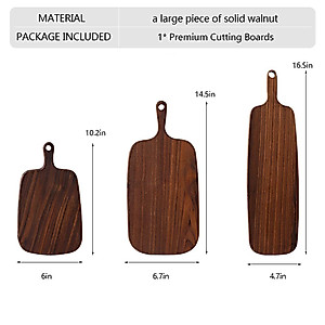 Pearlead Walnut Wood Cutting Board with Handle Large Serving and Chopping Board Cheese Hardwood Bread Board for Serving Chopping Fruit Vegetables Meat Charcuterie Platter 14.5 x 6.7 inch