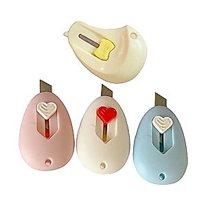 ccHuDE 4 Pcs Small Box Cutter Mini Retractable Utility Knife Envelope Letter Opener Knife Paper Cutting Knife Opening Packages Knife for Office Home