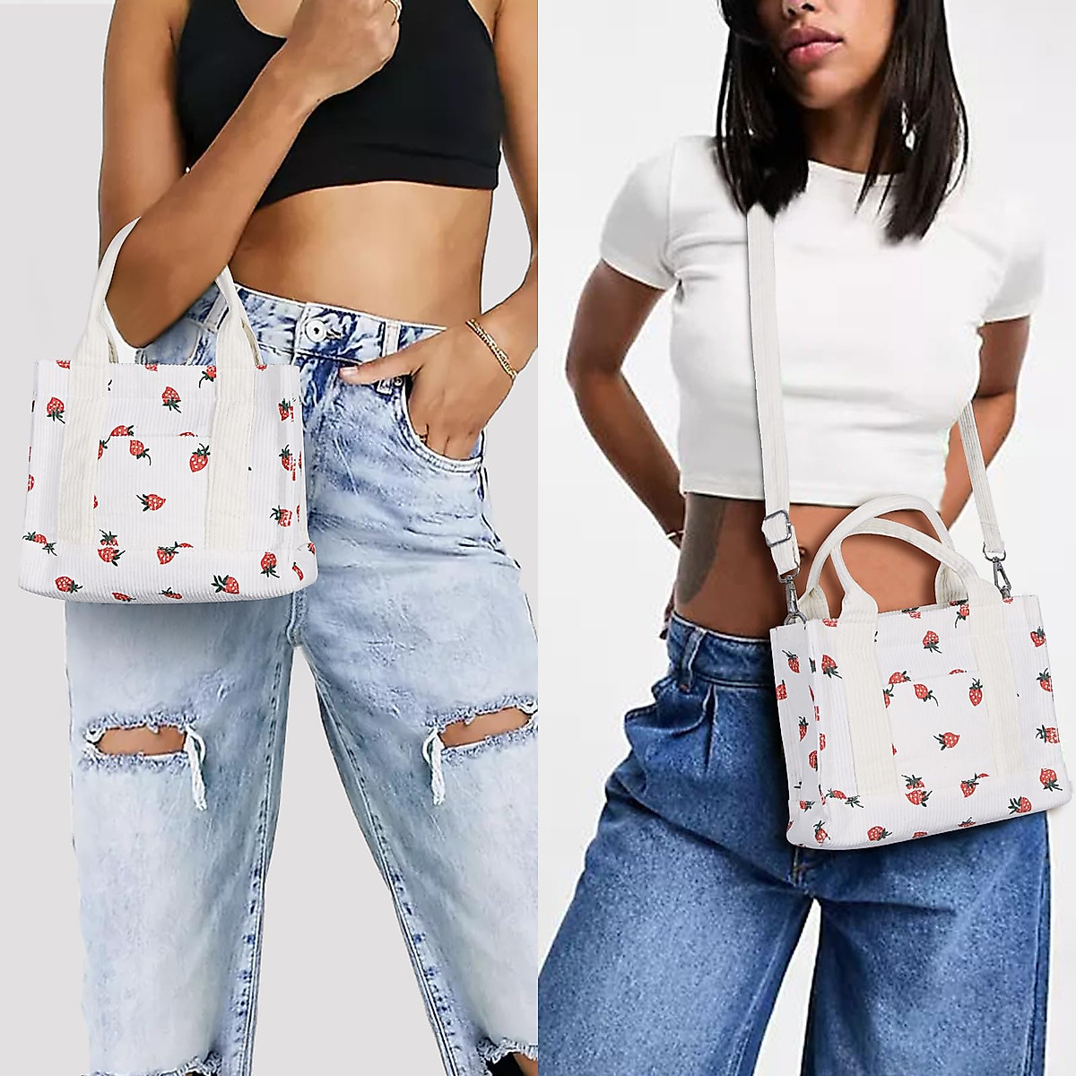 Corduroy Tote Bag Small Satchel Bag for Women Crossbody Bag Purse with Zipper Casual Hobo Handbag