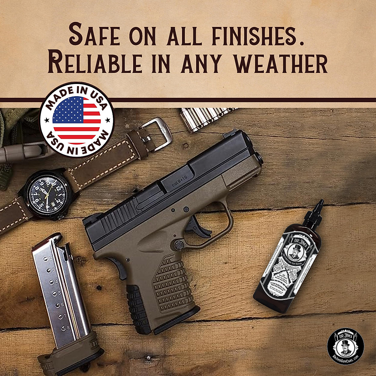 Dr. Jim's Prescription Gun Cleaner Lubricant and Protectant. Targets Carbon, Metals & Residue While Creating a Protective Barrier in and Outside of Your Gun. Made in USA