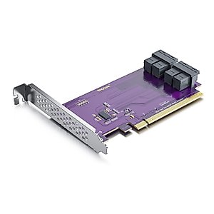 PCIe to SFF-8643 Adapter for U.2 SSD, X16, (4) SFF-8643，Requires Motherboard BIOS Support for Bifurcation. Support Windows 10/2016/2019, REHL/Cent0S 7/8, VMware ESXi 6/7, Ubuntu Linux 18/20/21, etc.