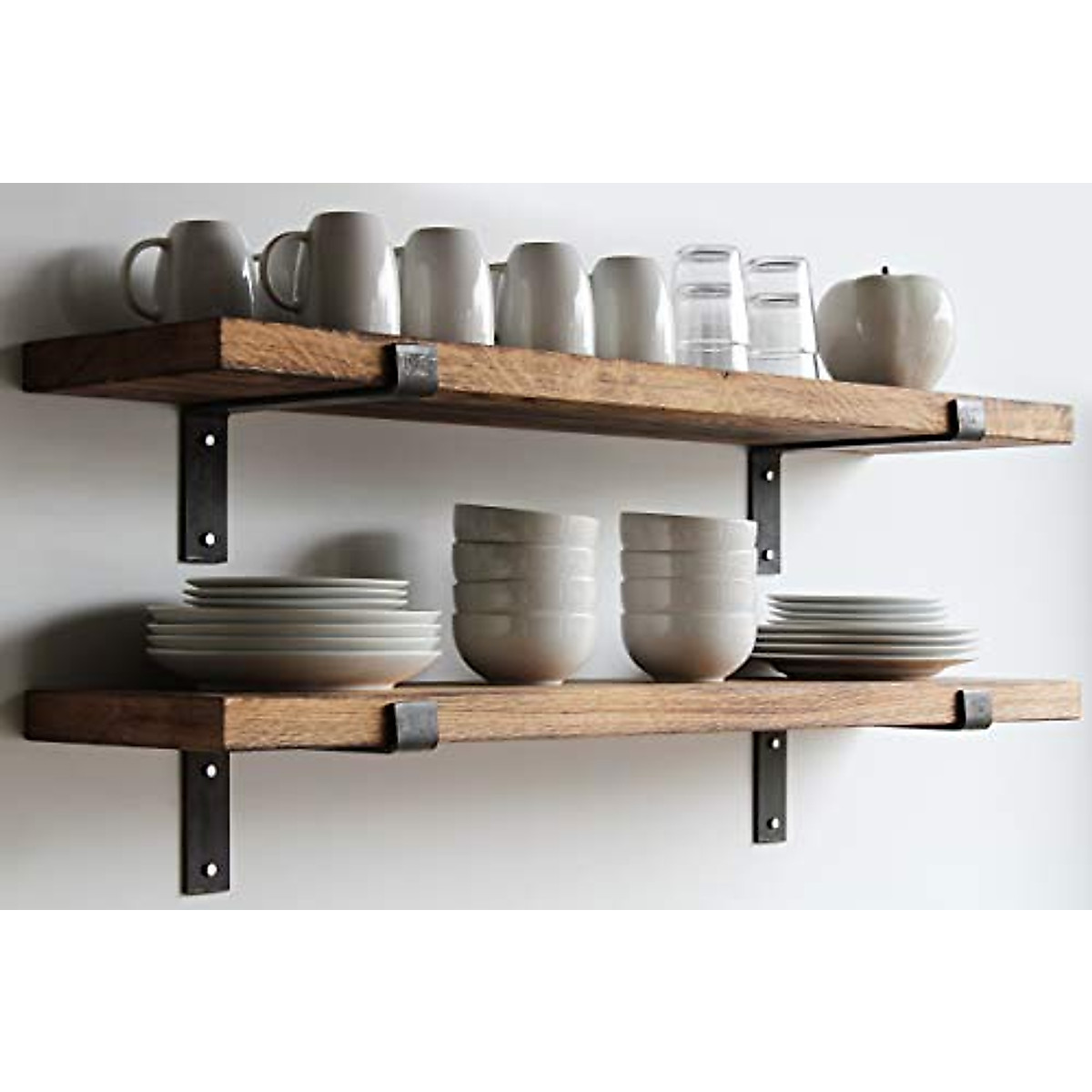 Urban Legacy Deep Shelves | Torched White Oak Hardwood with Full Brackets | High Weight Capacity