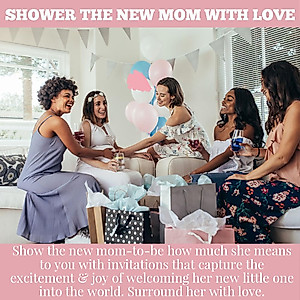 Amanda Creation Little Bunny Rabbit Baby Shower Invites for Girls, 20 5x7 Double Sided Fill In Pink Bunny Invitations with Twenty White Envelopes Floral Cards It’s A Girl